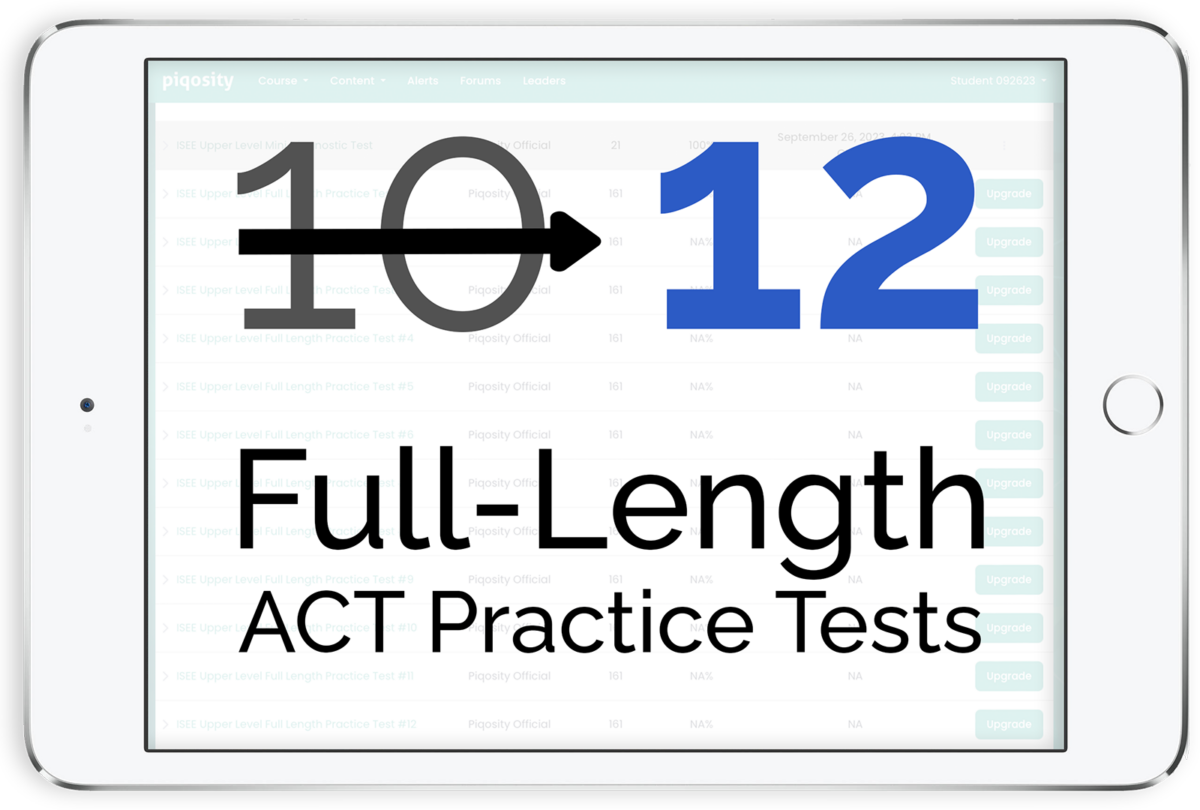 ACT Practice Tests, 12 Full-Length - Piqosity - Adaptive Learning ...